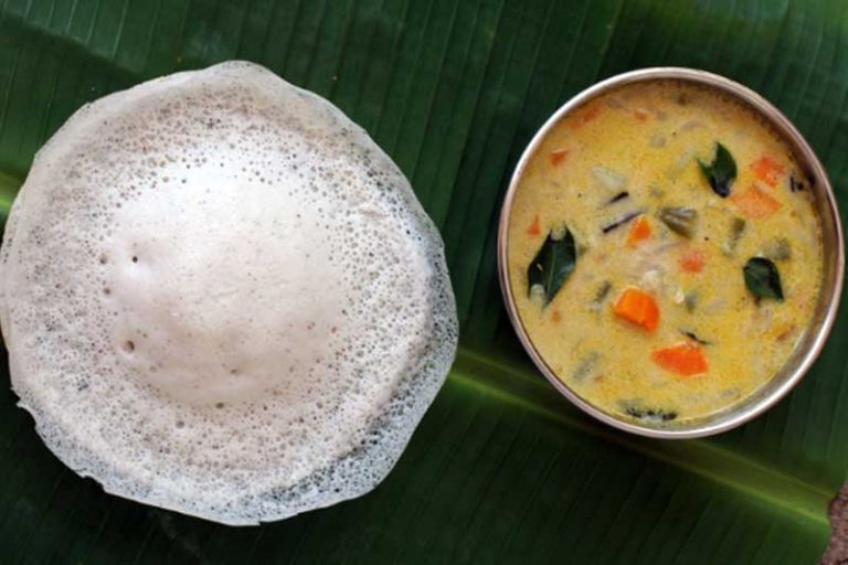Appam with Vegetable Stew - Cuisine India